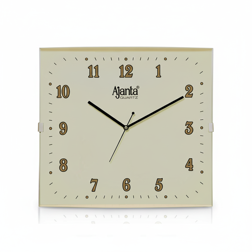 Ajanta 757 Square Analog Wall Clock Ivory Finish with Step Movement ...