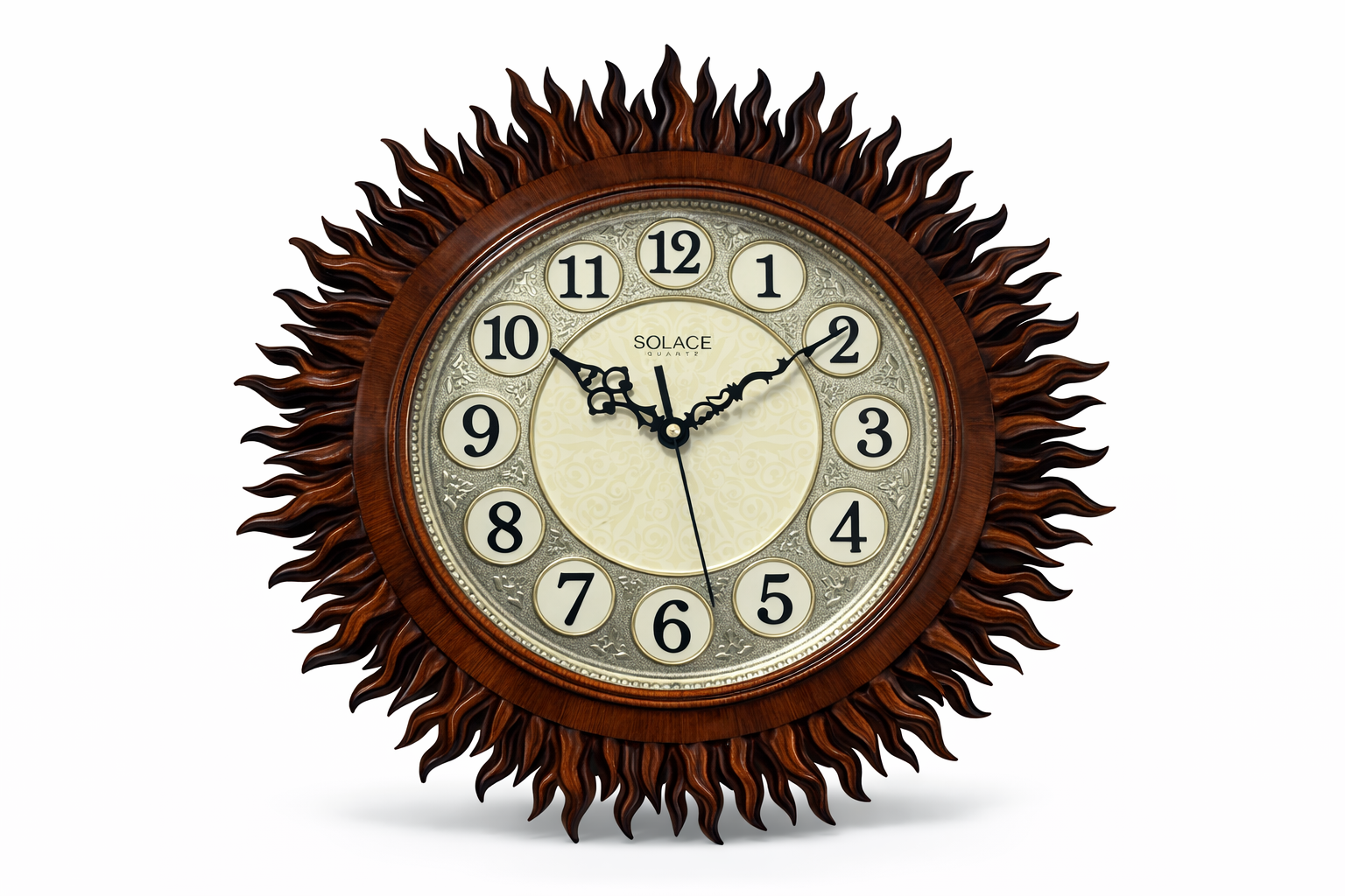 Solace 16 Inch Brown Sun Design Decorative Wall Clock – Model 5790 ...